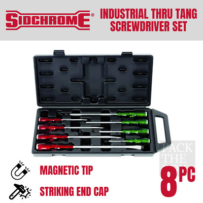 8PC Screwdriver Set Industrial Quality Tang-Thru Phillips Slotted ...