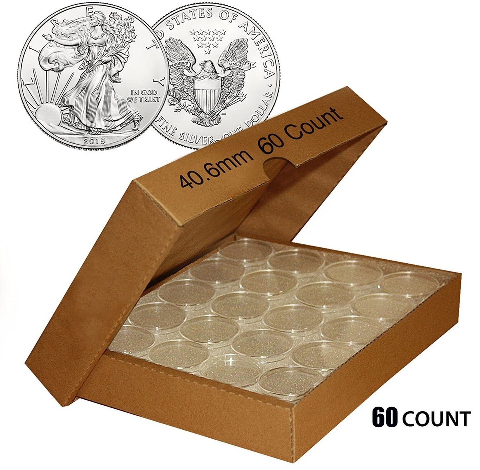 60Pcs Direct Fit Airtight 40.6mm 1Oz American Silver Eagle Coin Holders ...