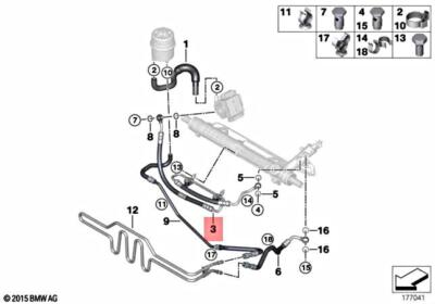 Genuine BMW E81 E82 E84 E87 E88 Expansion Power Steering Hose OEM ...
