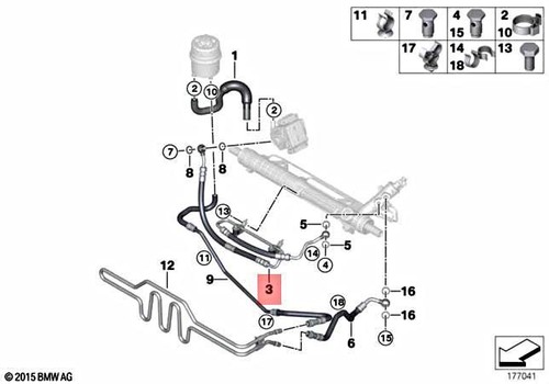 Genuine BMW E81 E82 E84 E87 E88 Expansion Power Steering Hose OEM ...