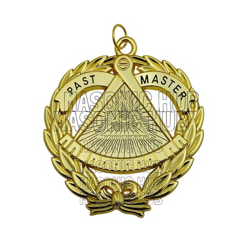 Past Master's Masonic Collar Jewel: Gold-Plated Emblem of Freemasonry ...