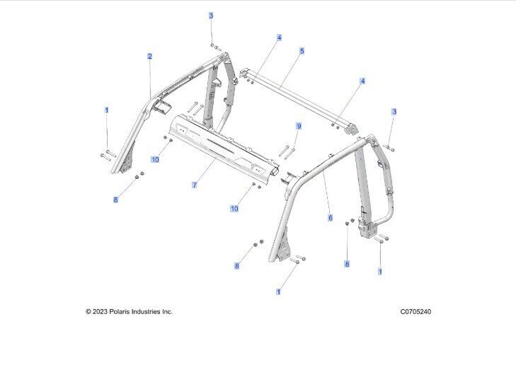 POLARIS XPEDITION REAR ROLL BAR 1026056-458 WELD-ROPS REAR BLK 2024 ...