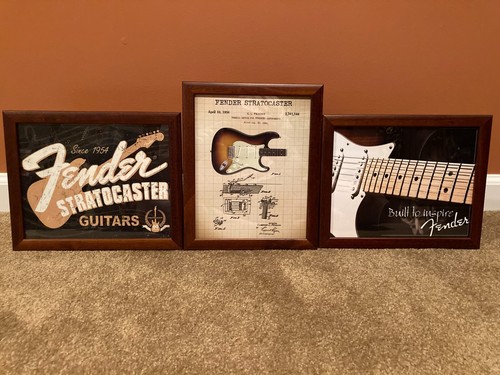 Fender Stratocaster Artwork Poster Pictures Set of Three Framed(Cherry ...