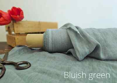 Bluish Green Linen Fabric by the Yard - Soft Washed - DIY Sewing ...