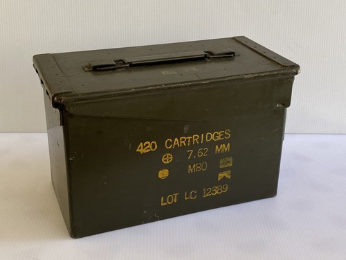 VINTAGE USA Military Ammo Box 400 Cartridges 7.62 MM NATO M80 Metal ...