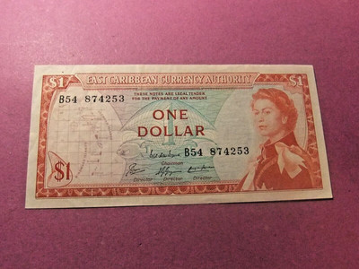 1965 East Caribbean 1 DOLLAR Banknote, 3 Signatures - VF30 | eBay