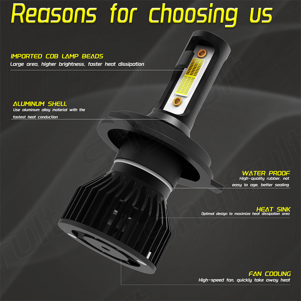 Pair 7X6" 5X7 LED Headlights For Freightliner FL50 FL60 FL70 FL80 MT35 ...