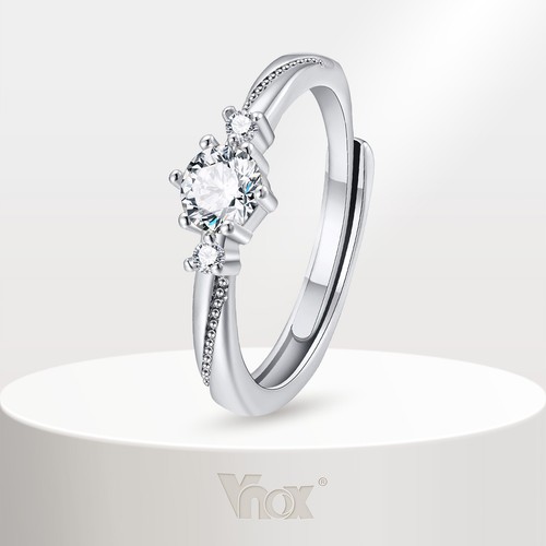 Vnox Solitaire Ring for Women, Bridal Solitaire Wedding Ring, Finger ...