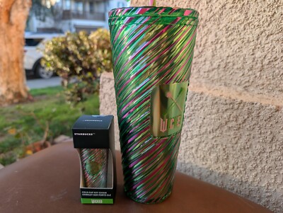 Starbucks x Wicked Pink and Green Swirl Coldcup 24oz AND keychain | eBay