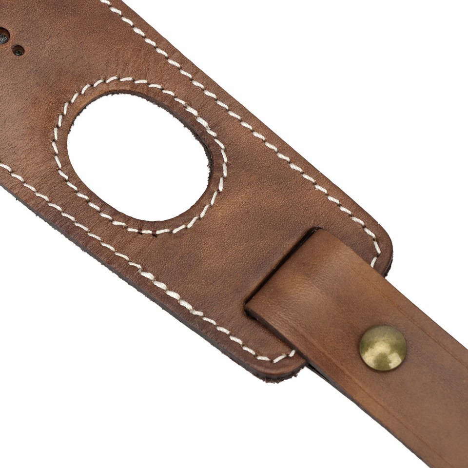 TOURBON Vintage Leather 2 Point Padded Rifle Sling Swivels Ammo Holder ...