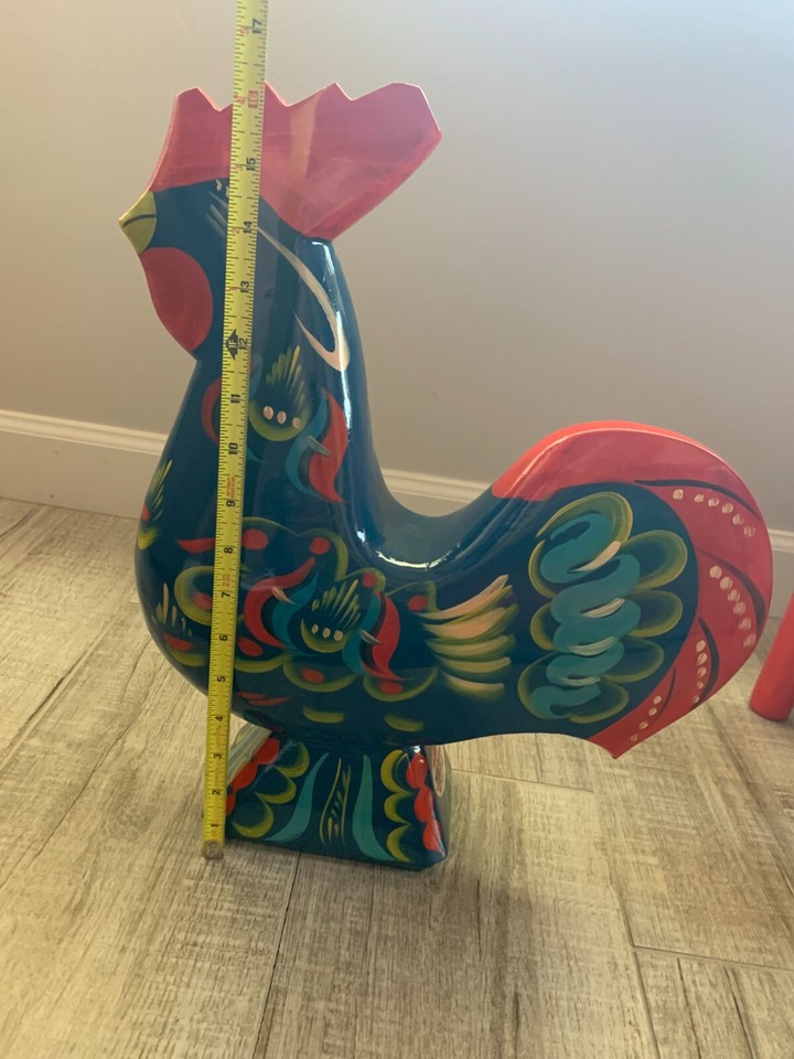 Rare Large Dala Chicken Nils Olsson 17 inch Wooden Painted Sweden With ...