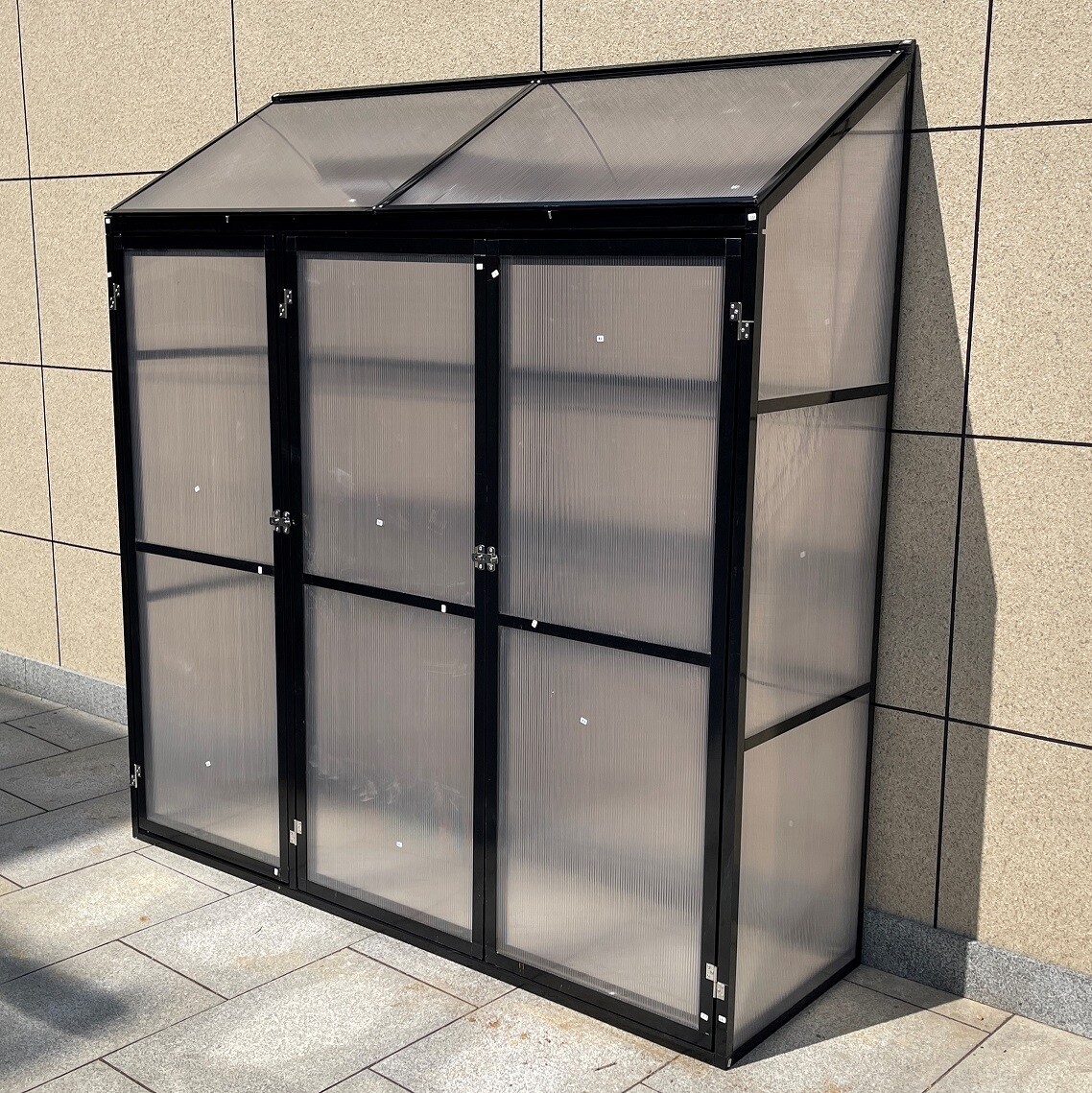 Aluminium Halb-Gewächshaus Treibhaus Frühbeet Schwarz Gestell-MIT ...