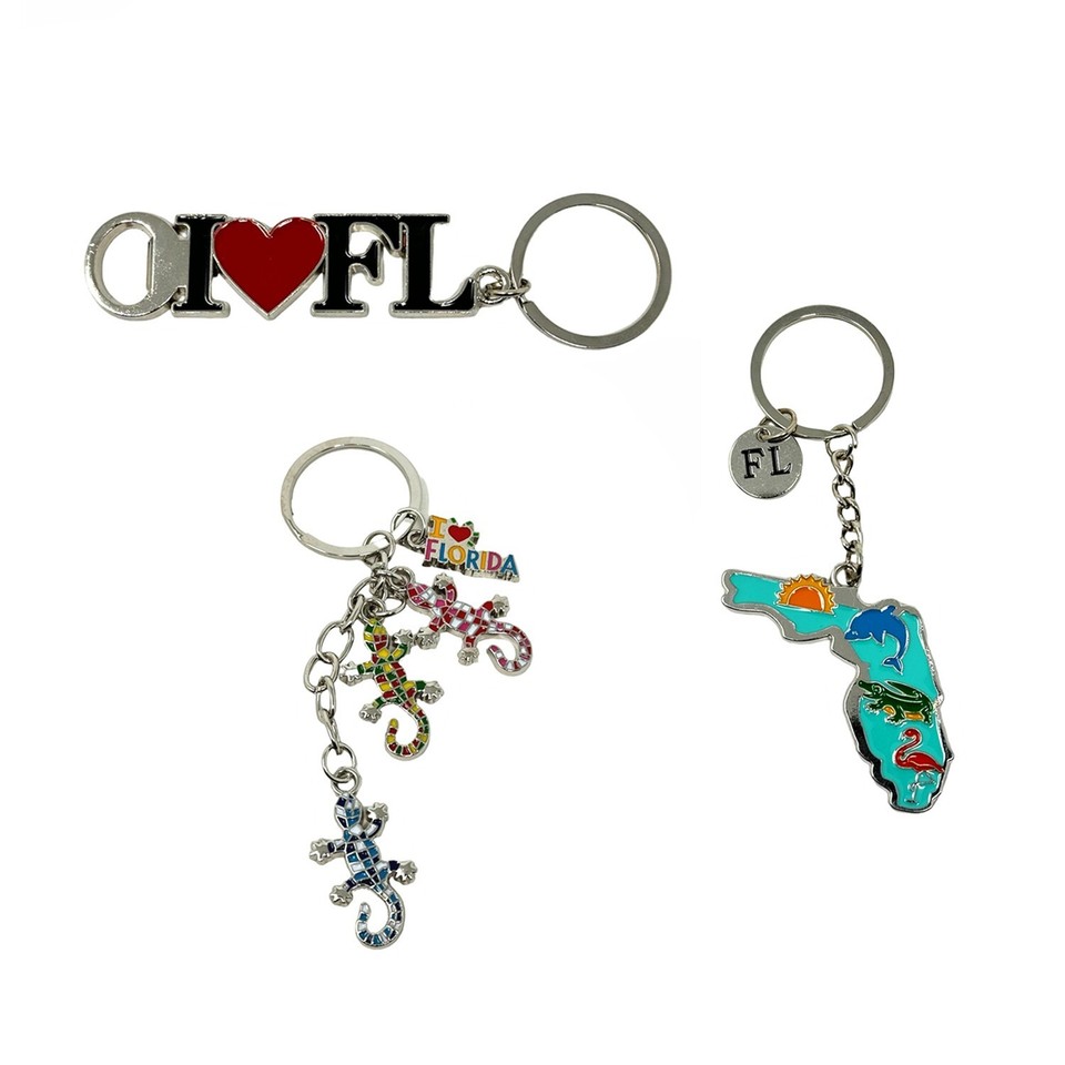 12 Pack of Florida Keychain Souvenirs bulk , Metal Ring , Miami Gift ...