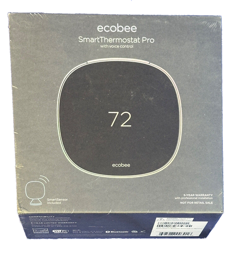 ECOBEE SMART THERMOSTAT PRO, EB-STATE5P-01-WiFi-Bluetooth-Energy Star ...
