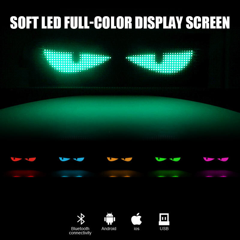 Colorful Eye Lamp Soft Screen for Car Windows, Led Eyes Car Window DIY ...