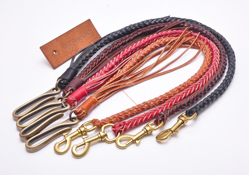 24" Handmade Brown Cowhide Leather Braided Truckers Trouser Pant Wallet ...