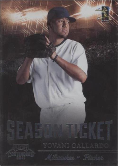 2011 Playoff Contenders - Season Tickets Yovani Gallardo #46 Crystal ...
