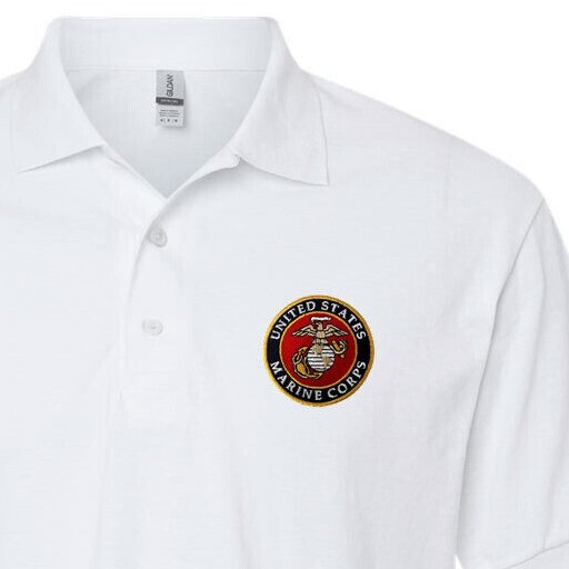 US Marine Corps Embroidered White Polo Shirt USMC Licensed -All Sizes ...