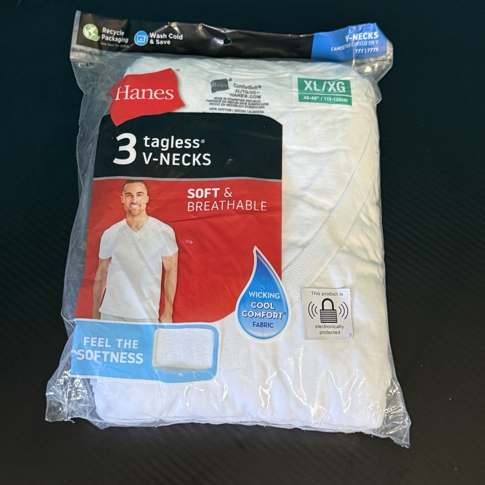 Hanes Tagless V-Neck White T-Shirts Pack Of 3 Size XL Extra Large