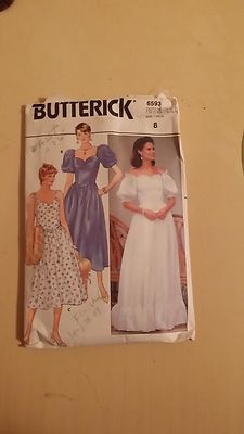 VINTAGE BUTTERICK LADIES FORMAL DRESS PATTERN 6593 SIZE 8 FREE SHIPPING ...