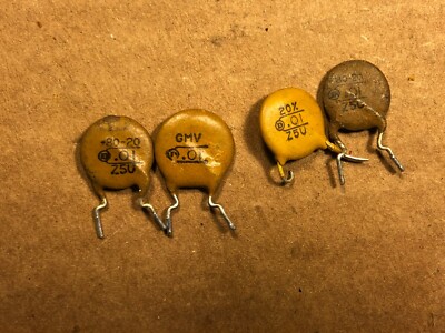 4 Vintage 1960s Ceramic Disk Circle D Capacitors .01 uf Guitar Tone ...