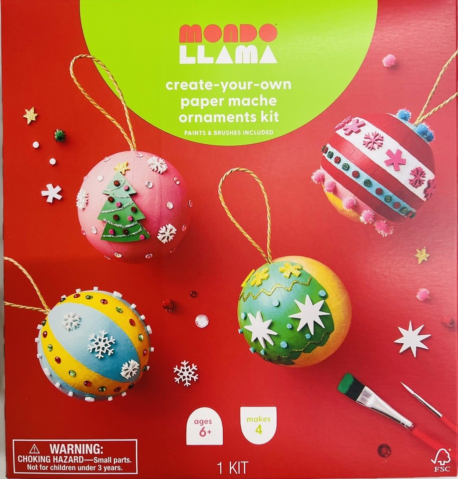 mondo llama create your own paper mache ornaments kit New | eBay