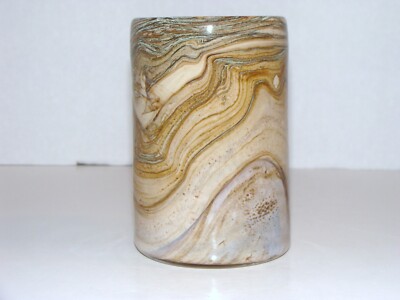 Signed Dated Doug Sweet Marbled Studio Art Glass Vase Cup 1983 | eBay