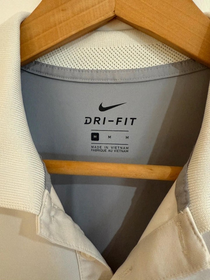 Nike Golf Shirt Mens Large Gray Yellow White Color Block Casual Dri Fit ...