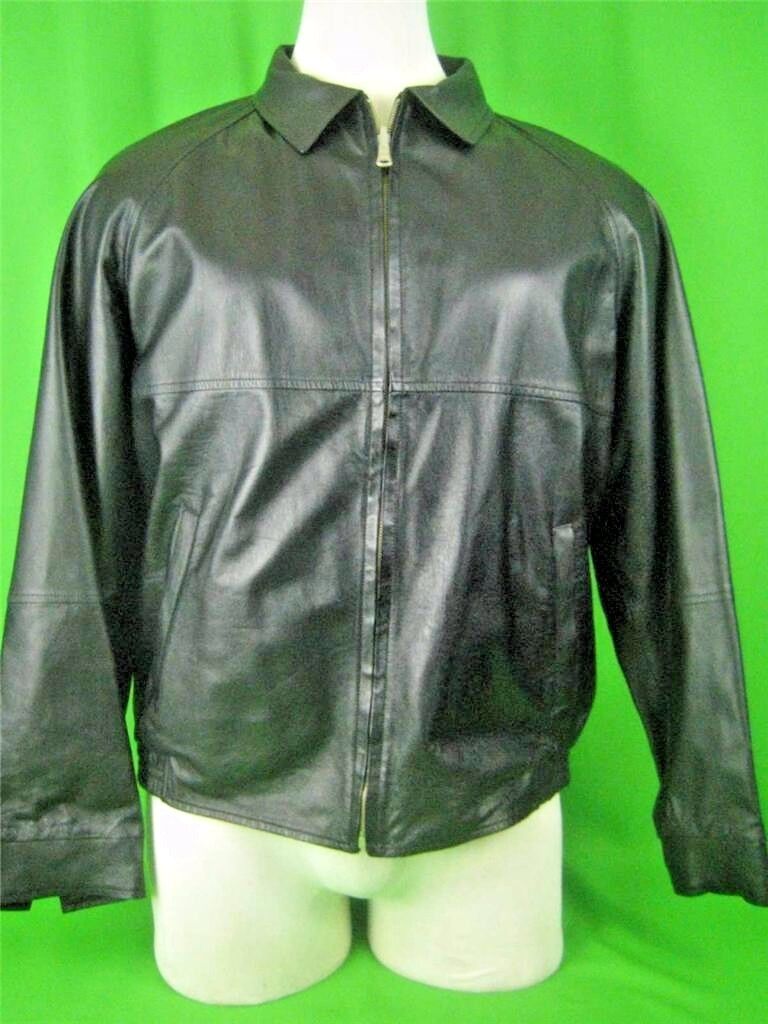 STEFANO PERUZZI ITALY Soft Black Leather Reversible Jacket Bomber M (52 ...