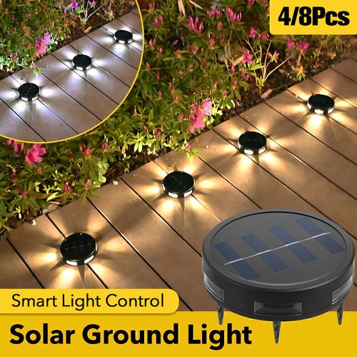 4/8x Solar Ground Light 6 LED Outdoor Garden Step Deck Fence Wall Lamp ...