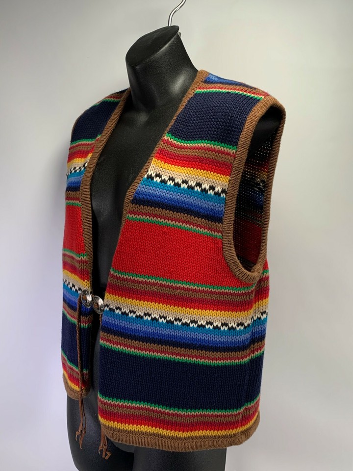 Vintage Chaus Sport Ramie Western / Native Style Vest Multi color Ramie ...