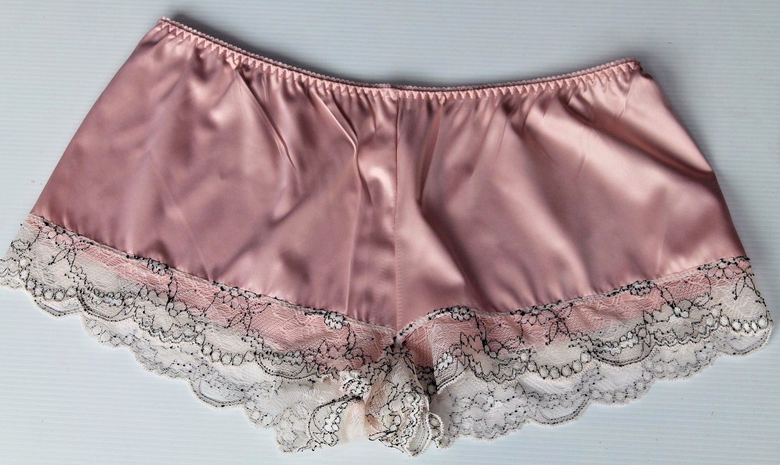 Pink Satin Cream Lace French Cami Knickers Tap Pant Panties Burlesque 8 ...