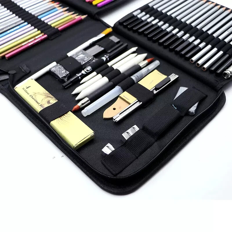 83 pcs Professional Drawing Artist Kit Set Pencils and Sketch Charcoal ...