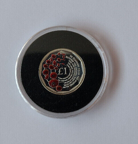 Remembrance Poppy Coins £5 Coin £1 50p 25 Cents Royal Mint Westminster ...