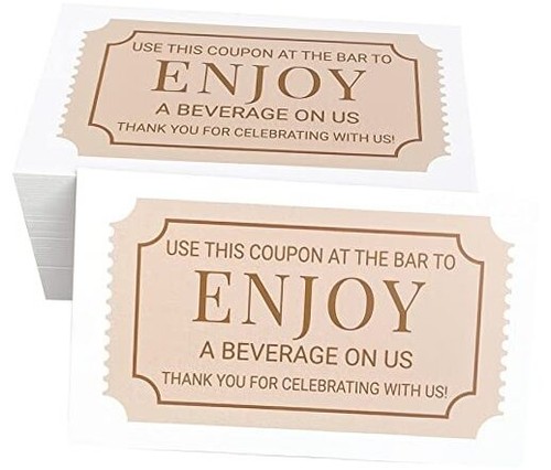 100 Enjoy a beverage on us Card Cheers Card Drink tickets Drink Tokens ...