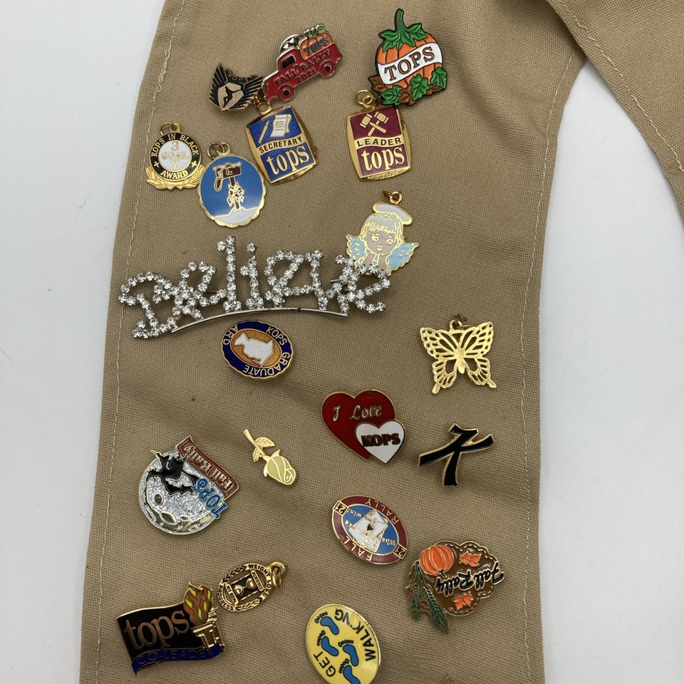 VTG 51 Tops Weight Loss Pins Charms On Beige Sash | eBay