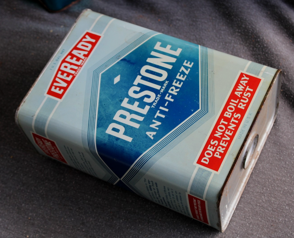 NICE SHAPE~ dated 1938 PRESTONE ANTI FREEZE Old 1 gallon Tin Oil Can | eBay