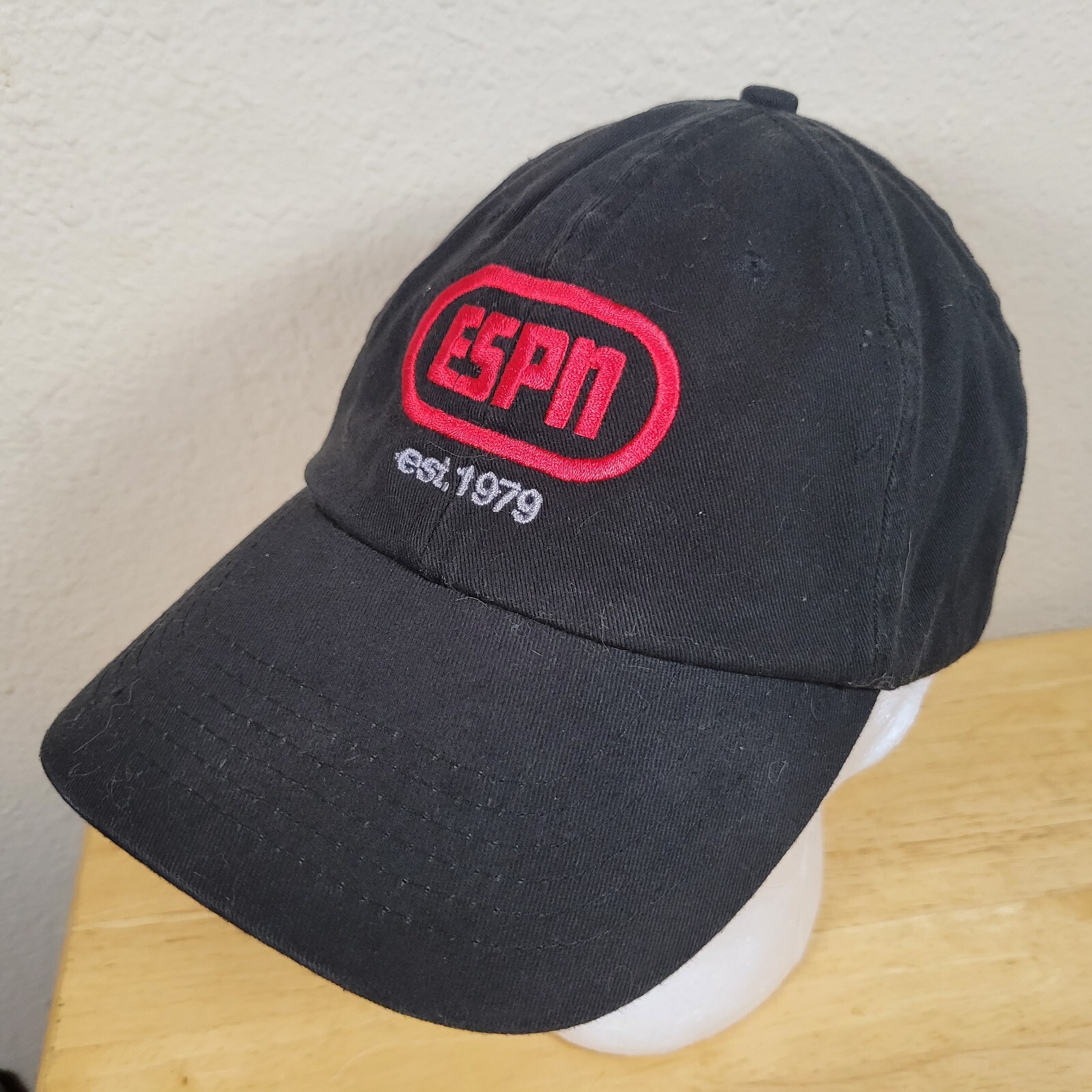 Vintage ESPN Classic Logo Black Ball Cap Adjustable - Gem