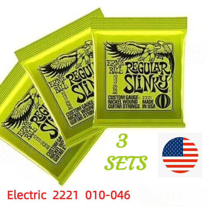 3 Sets Ernie Ball 2221 Super Slinky 10-46 Nickel Wound Electric Guitar ...
