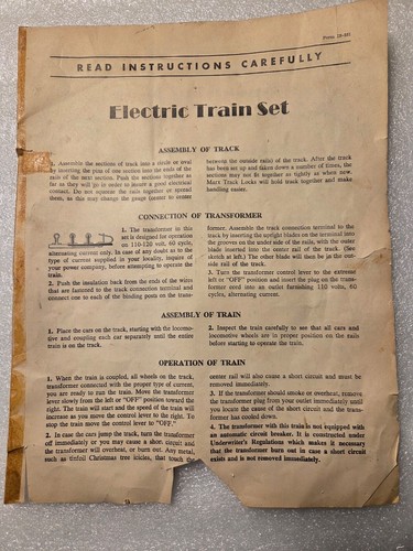 Vintage Marx Form IS-281--Instructions, Suggested Layouts, and Care ...