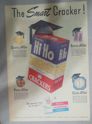 Sunshine Hi Ho Crackers Ad: The Smart Cracker ! from 1940's Size: 11 x ...