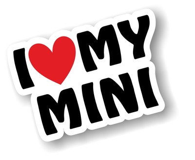 I LOVE HEART MY MINI Slogan For Classic or New Shape Mini Design car ...
