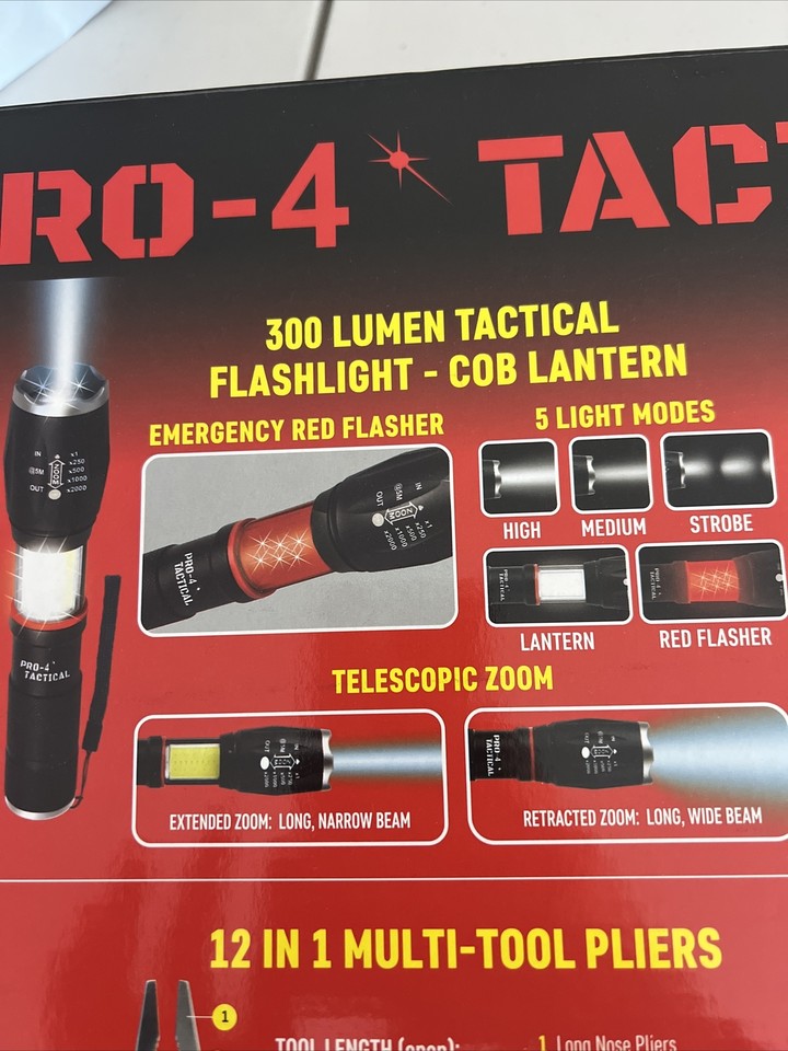 Pro 4 Tactical Survival Set With Lantern/flashlight/multi Tool Pliers ...
