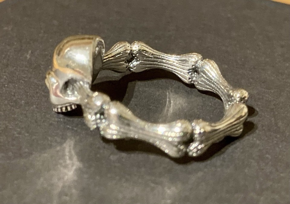 Retro Vintage 925 Sterling Silver Skull Bones Ring | eBay