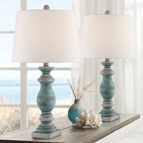 Patsy Traditional Table Lamps 26 1/2" High Set of 2 Blue Drum Shade for ...