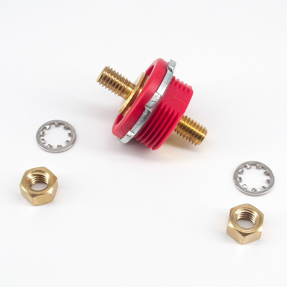 Red Battery Terminal Bulkhead Feed-Thru Panel Positive Connector Post 3 ...
