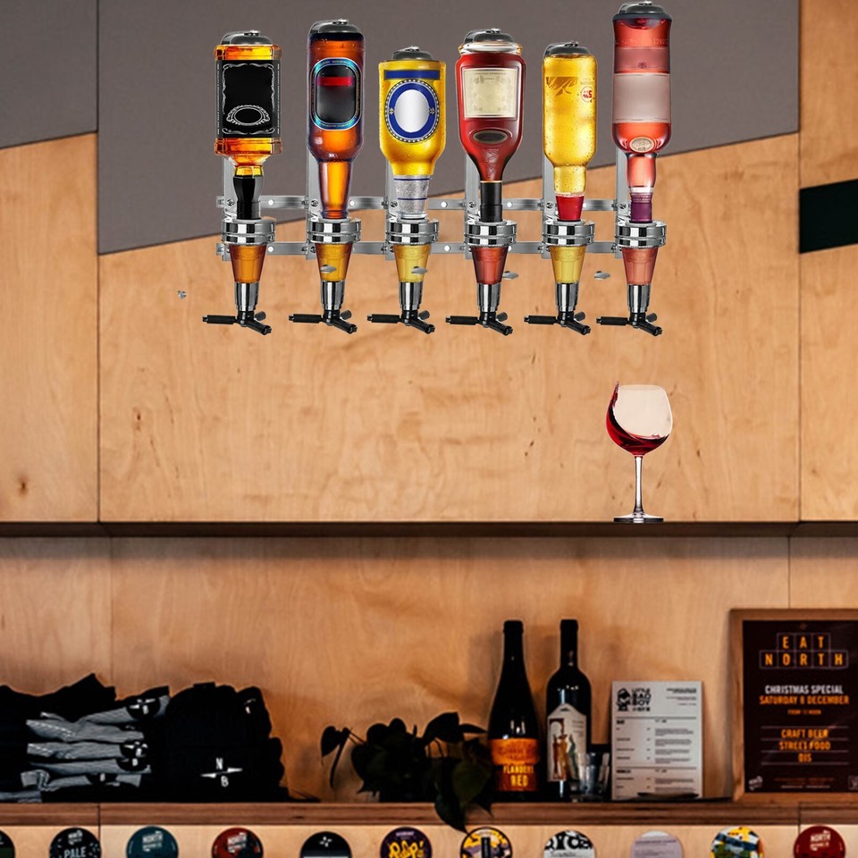WALL MOUNTED & ROTARY STAND DRINK OPTIC DISPENSER PARTY BAR BUTLER 4 to ...