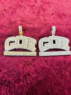 14k Gold Finish GOE God Over Everything Simulated CZ Pendant W/ Rope ...