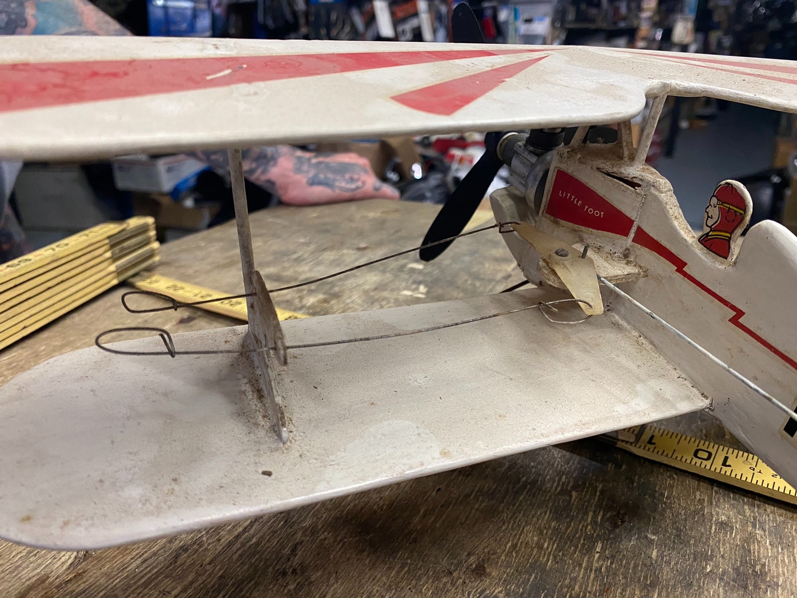 Vtg Balsa Airplane Biplane 1950's Carl Goldberg co Little Toot Tether ...