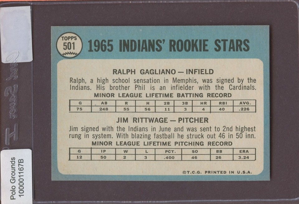 1965 Topps Rookie Stars Ralph Gagliano/Jim Rittwage MINT | eBay